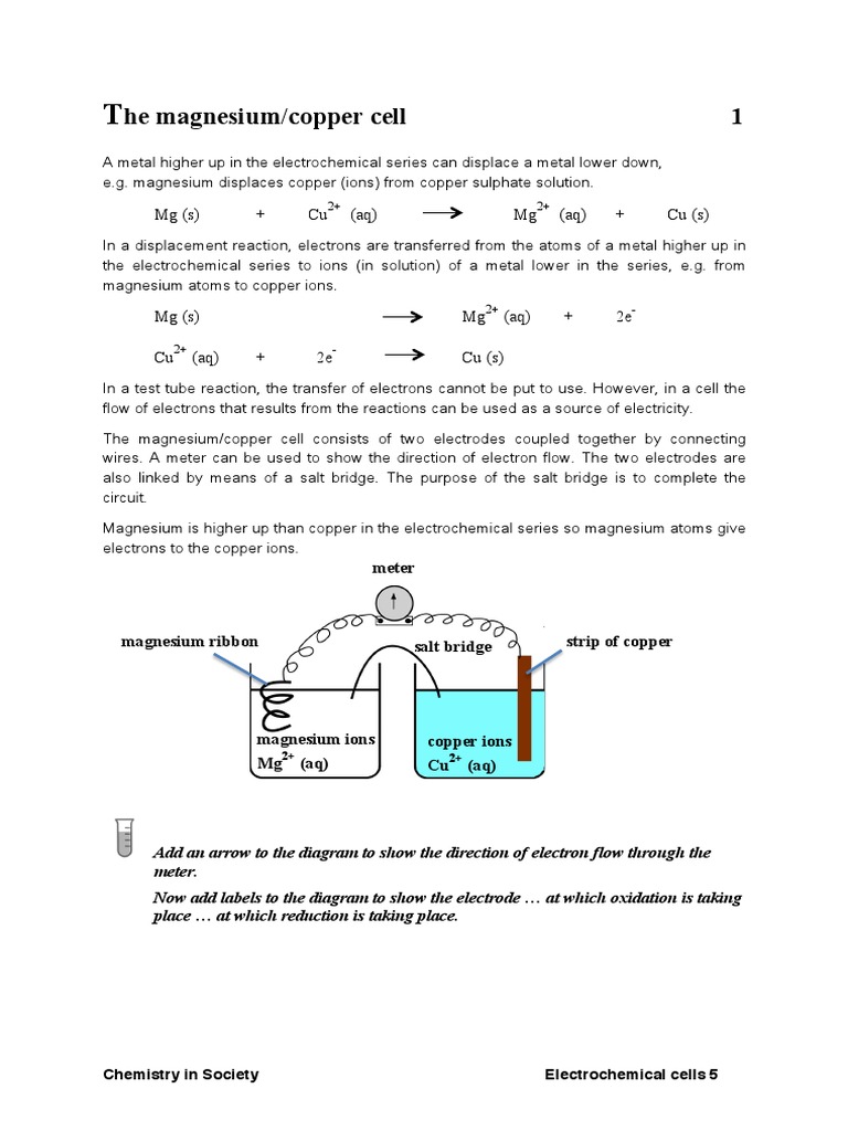 Magnesium-Copper Galvanic Cell Explained | PDF | Electrochemistry ...