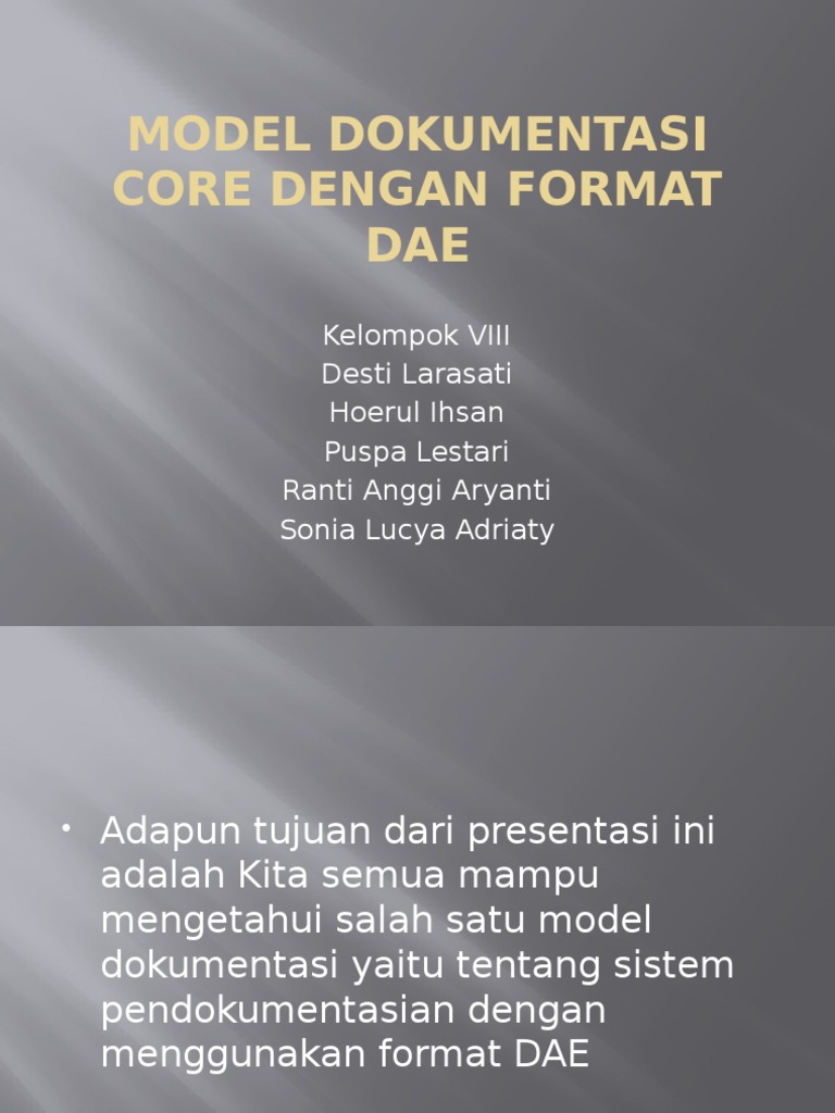 Model Dokumentasi Core Dengan Format Dae | PDF