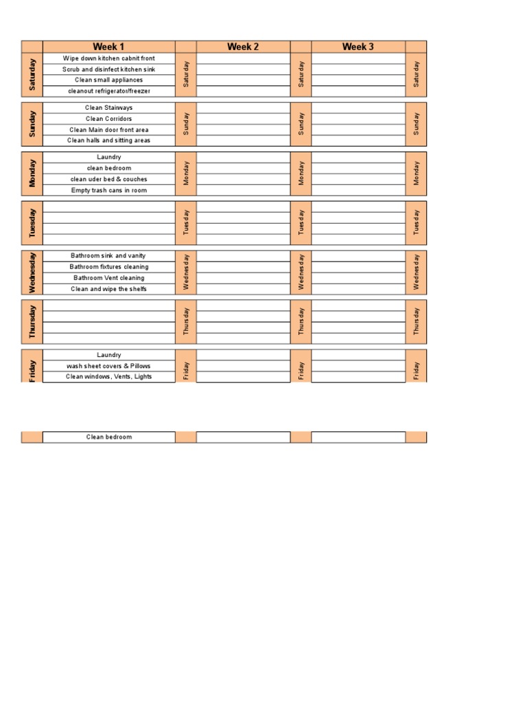 Camp Cleaning Schedule | PDF | Home | Leisure