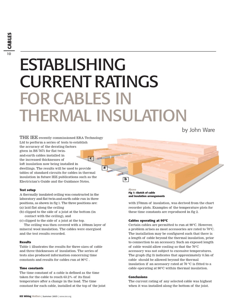 Current Ratings Cables in Thermal Insulation PDF | PDF | Cable ...