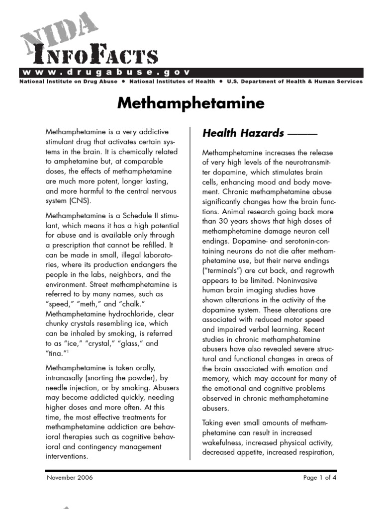 Methamphetamine: Health Hazards | PDF | Methamphetamine | Substance Abuse