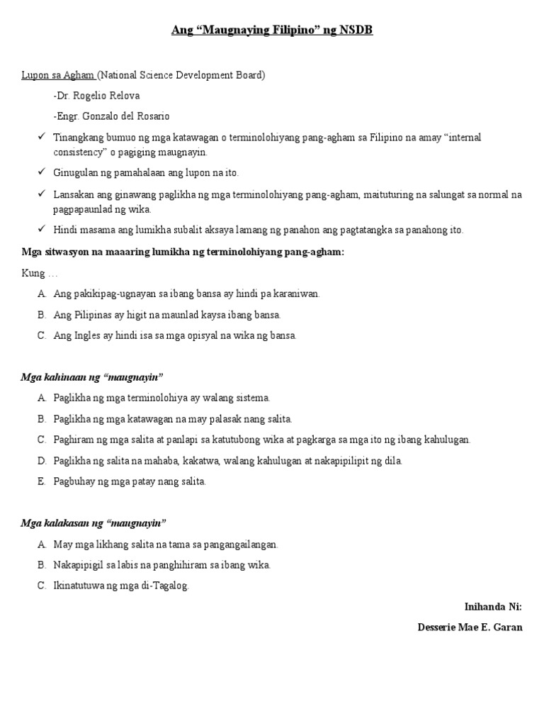 Maugnaying Filipino Written Report | PDF