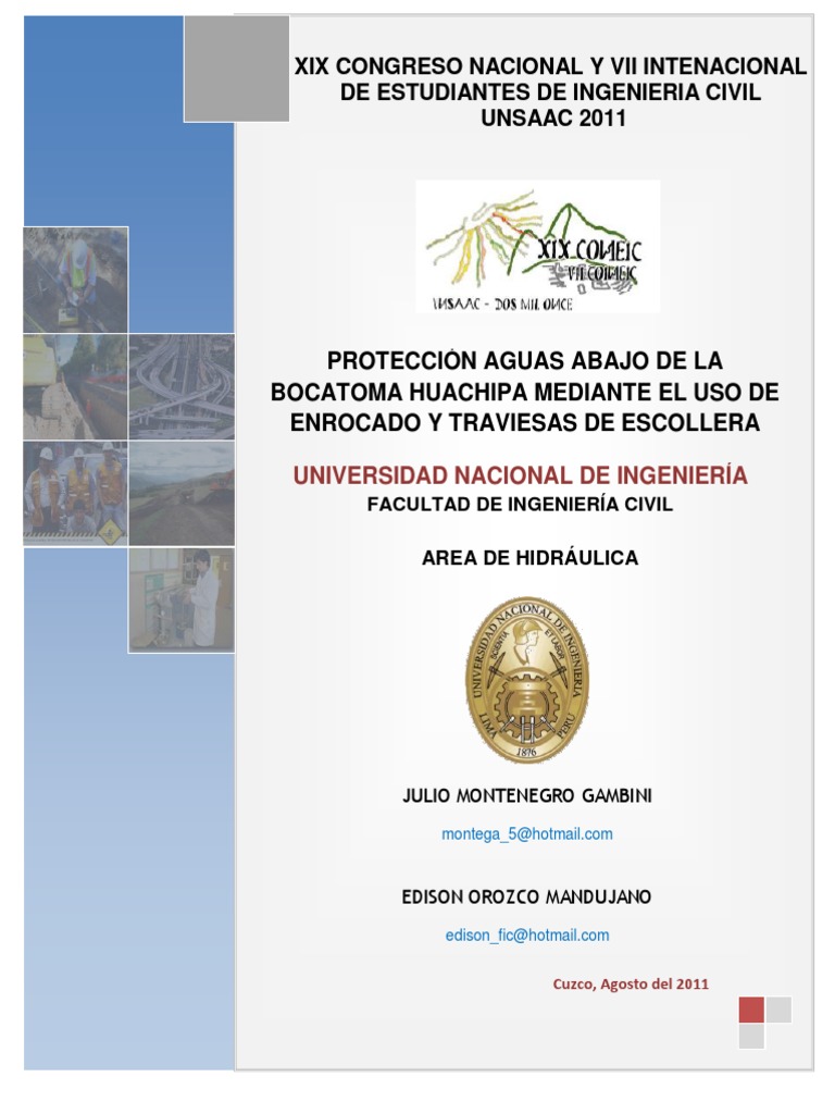 Ponencia Coneic 2011 Traviesas | PDF | Descarga (hidrología) | Fuerza