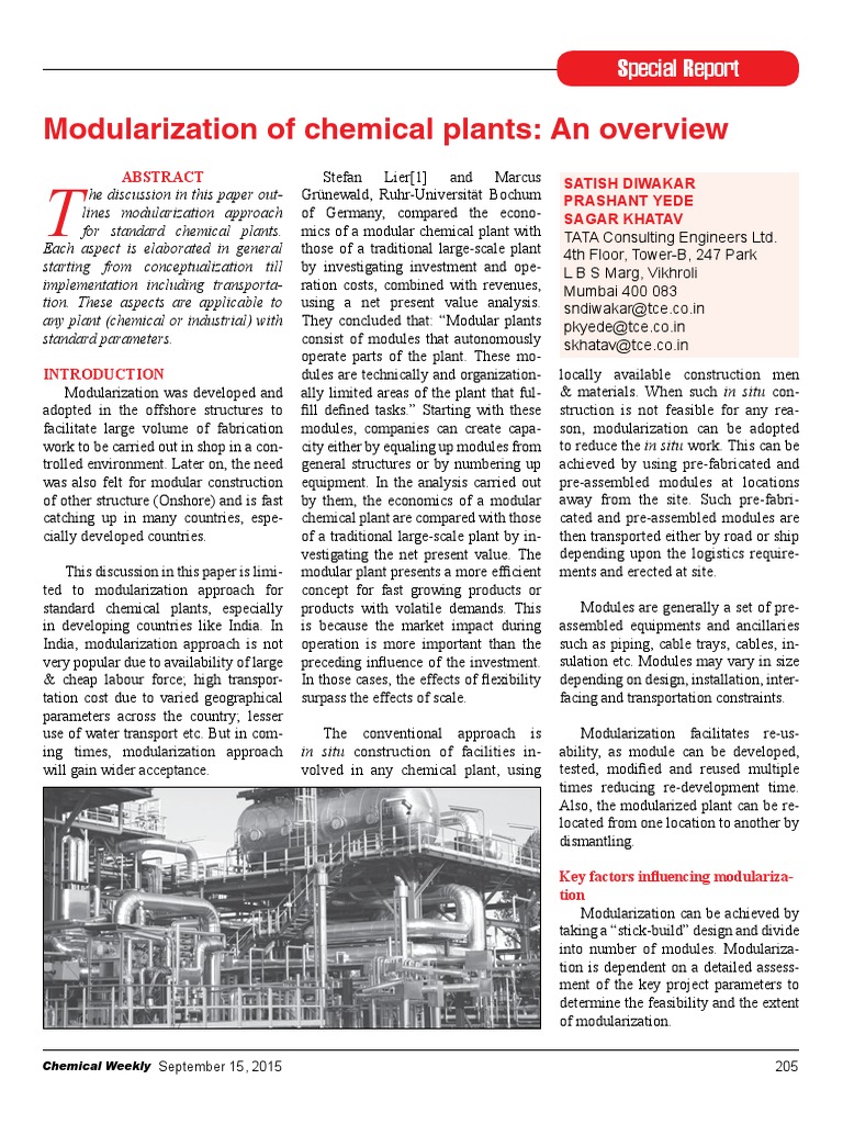 Modular Chemical Plant Guide | PDF | Modularity | Pipe (Fluid Conveyance)