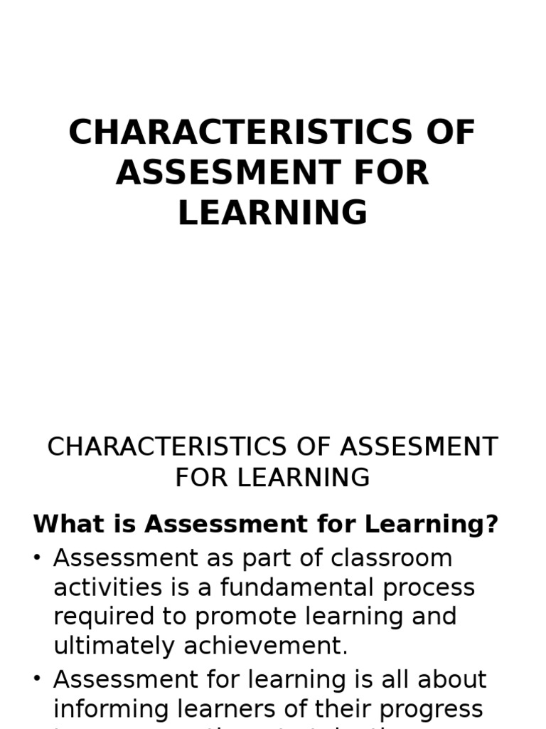 Characteristics of Assesment For Learning | PDF | Educational ...