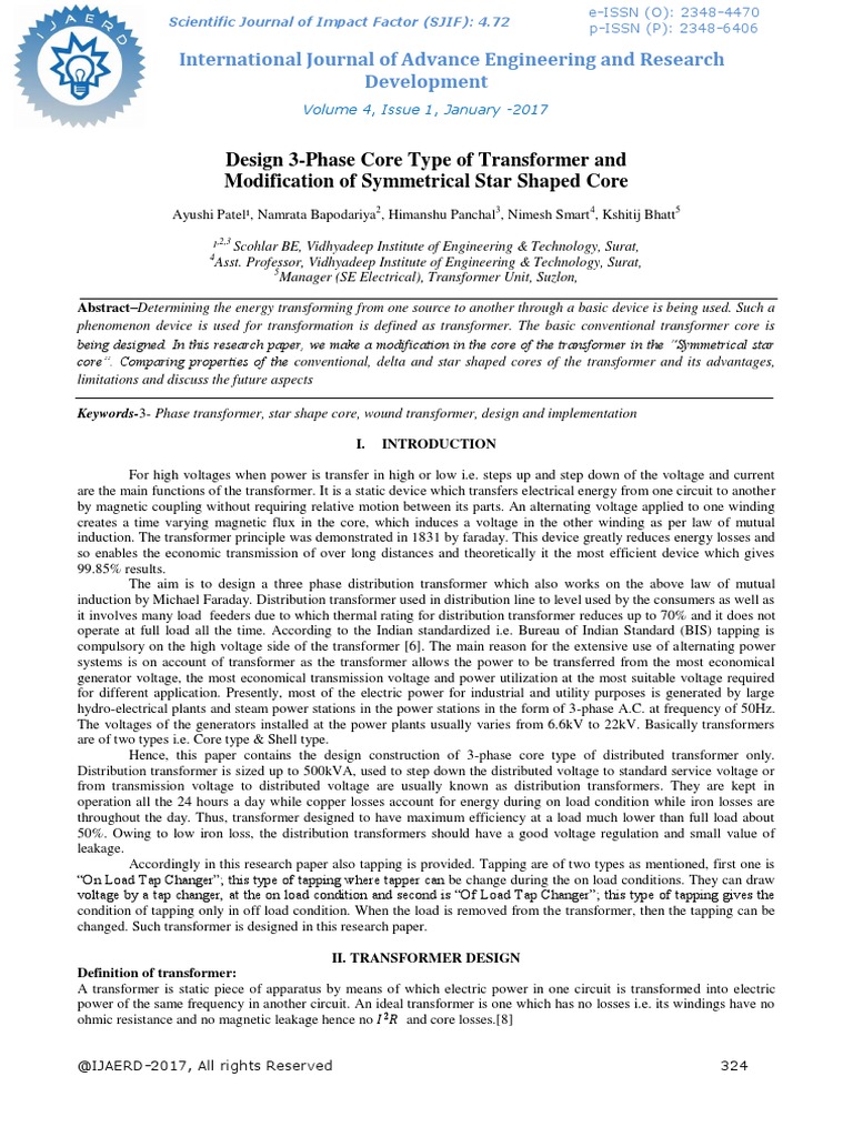 Design 3-Phase Core Type of Transformer and Modification of Symmetrical ...