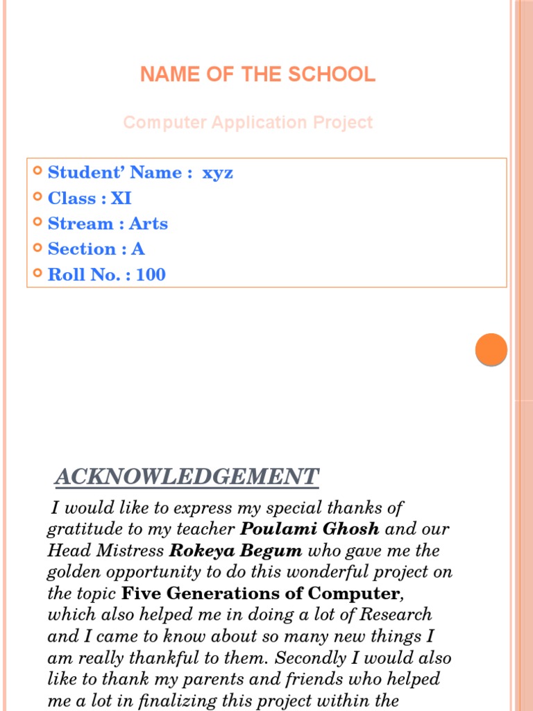 Name of The School: Computer Application Project | PDF | Integrated ...
