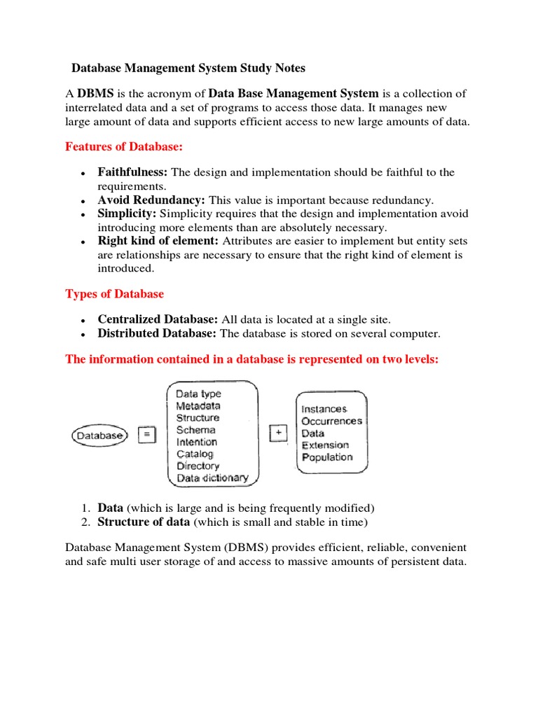 Database Management System Study Notes | Database Index | Relational ...