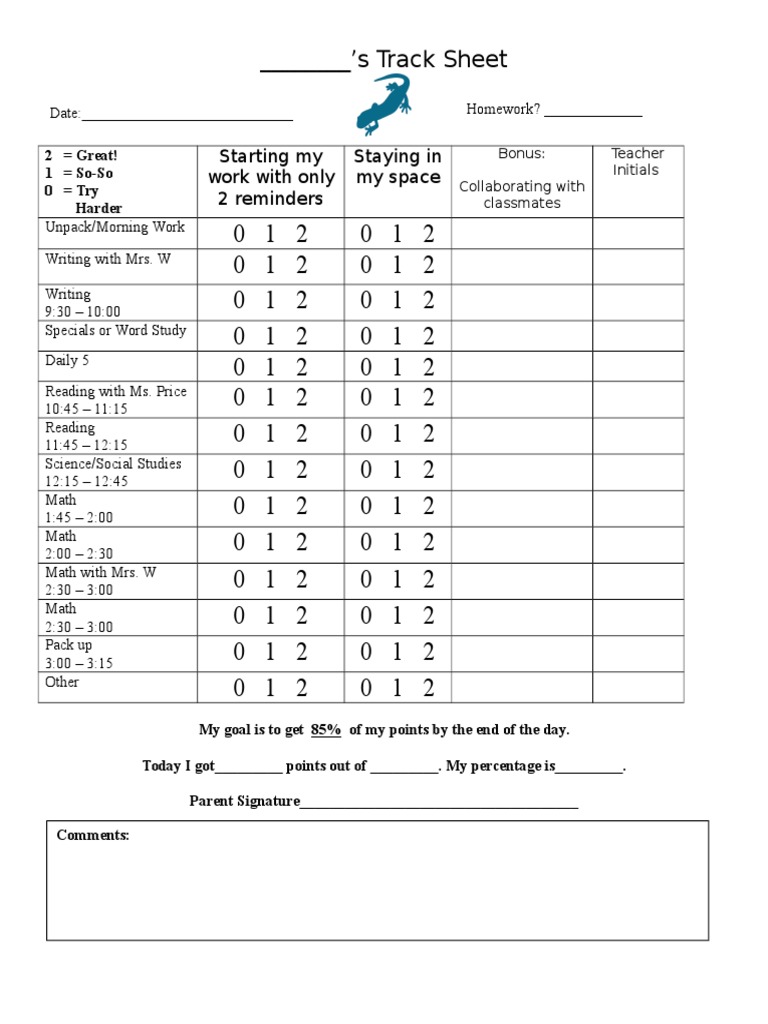 Track Sheet Revised | PDF