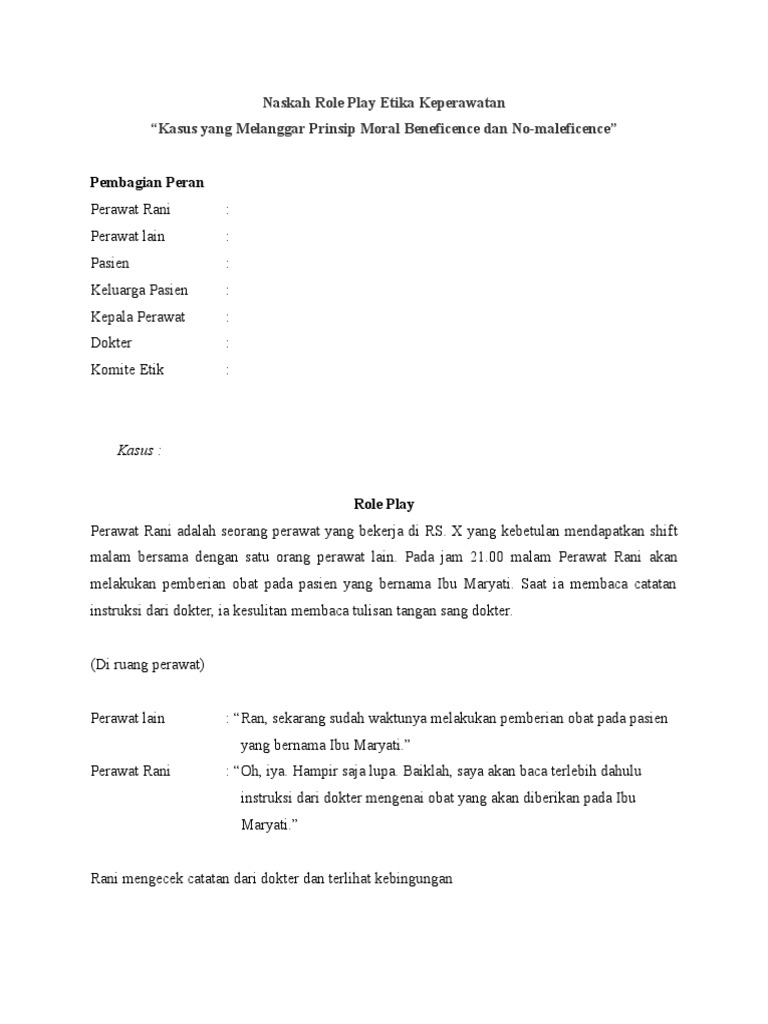 Naskah Role Play Etika Keperawatan (Baru) | PDF