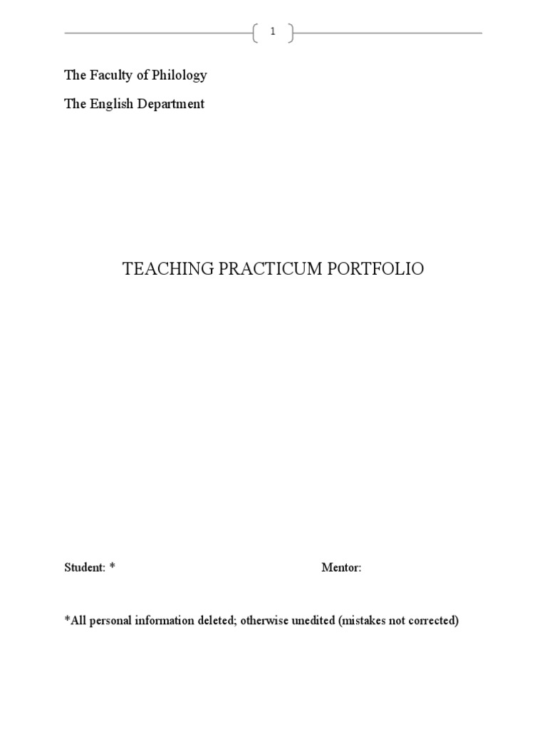 Teaching Practicum Portfolio Overview | PDF | Perfect (Grammar ...