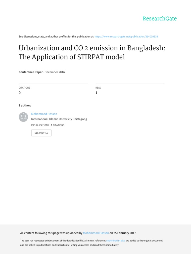 STIRPAT Model | PDF | Air Pollution | P Value