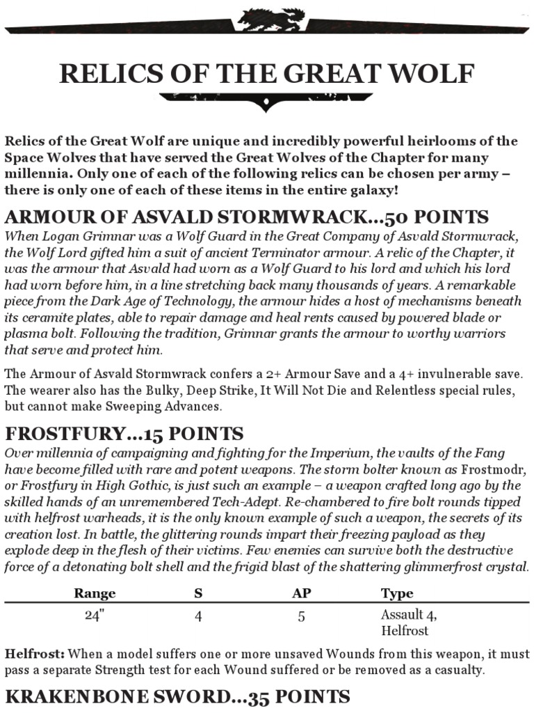 Codex Champions of Fenris Relics | PDF