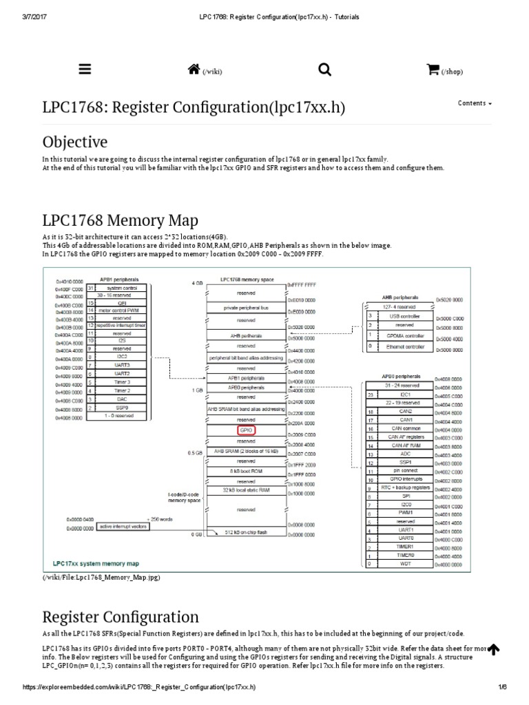 LPC1768 GPIO Register Configuration Guide | PDF | Input/Output | Bit