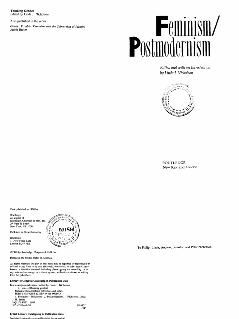 Feminism, Science, and The Anti-Enlightenment Critiques Nicholson 1990 ...