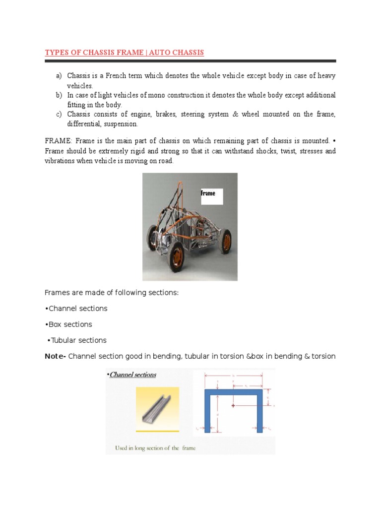 Types of Chassis Frame | Vehicles | Automotive Technologies