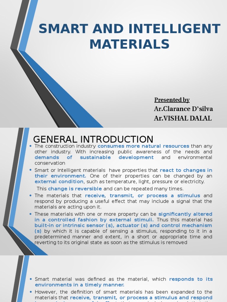 Smart vs. Intelligent Materials Explained | PDF | Shape Memory Alloy ...