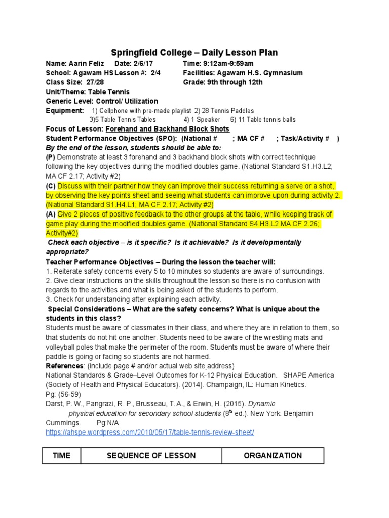 Table Tennis Lesson 2 | PDF | Table Tennis | Physical Education