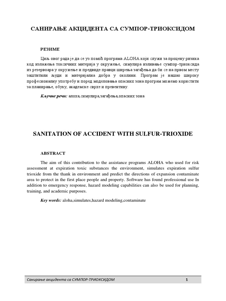 Seminarski Aloha Sumpor Trioksid | PDF