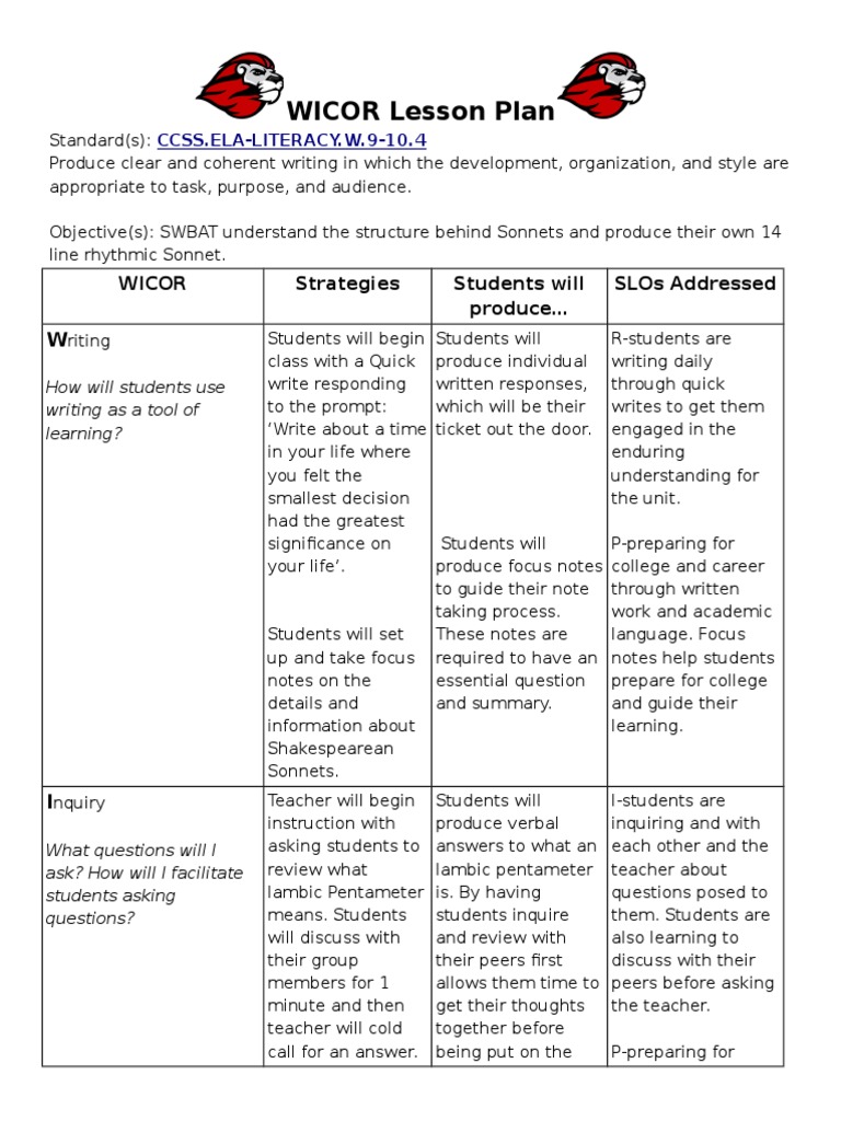 Wicorlessonplan | Download Free PDF | Sharing | Lesson Plan