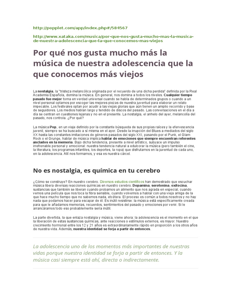 Música de Antes y de Ahora | PDF | Música pop | Mente