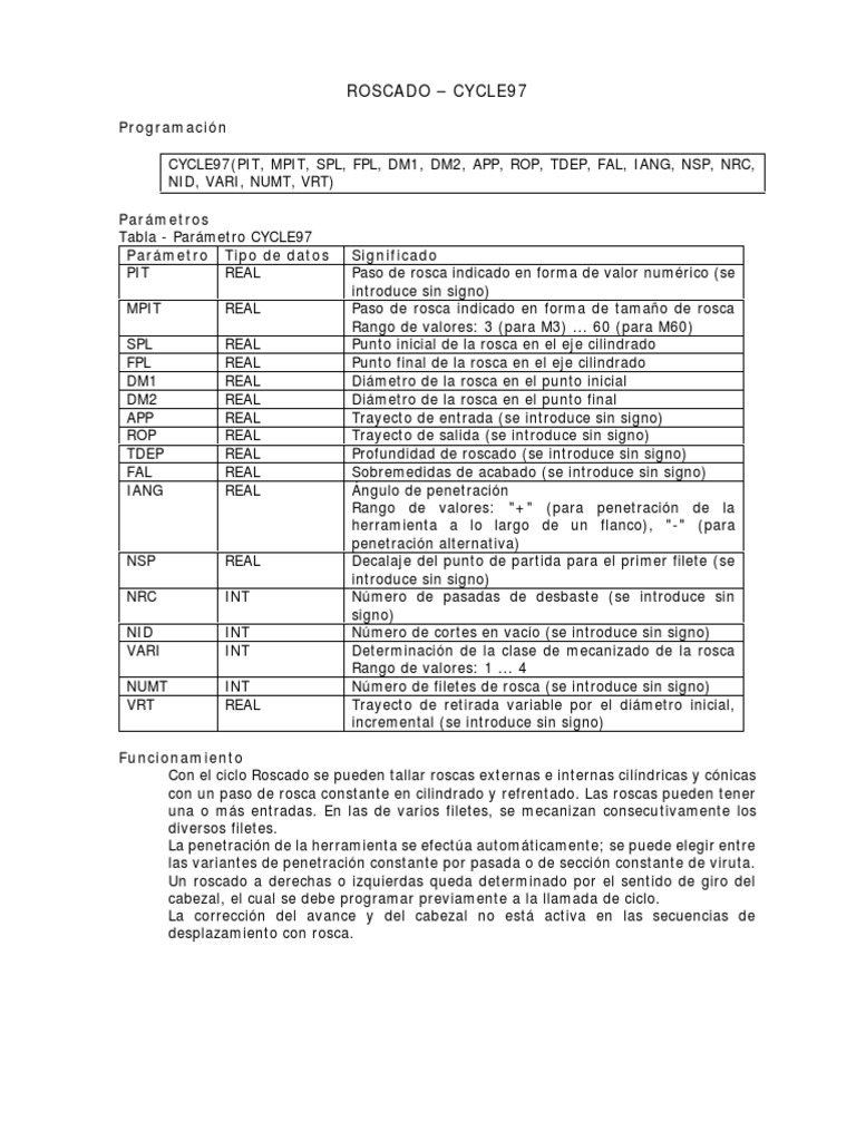 Roscado - Cycle97 PDF | PDF | Mecanizado | Herramientas