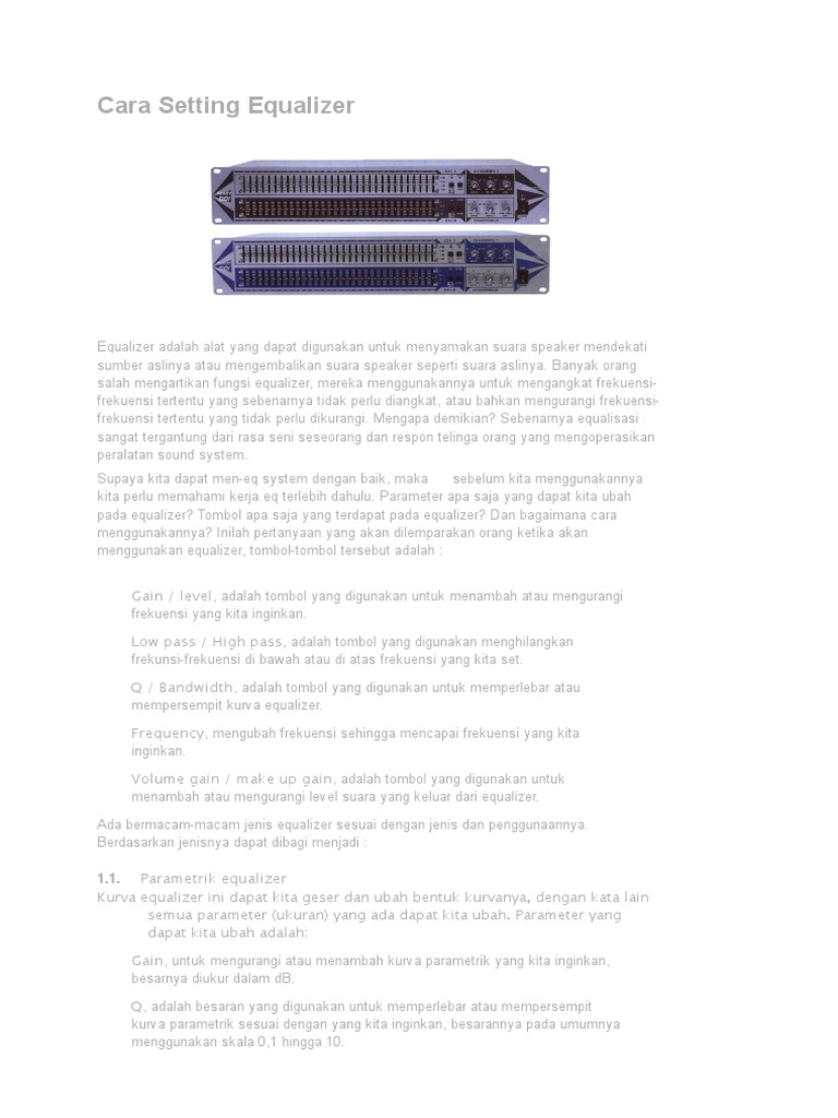Cara Setting Equalizer | PDF