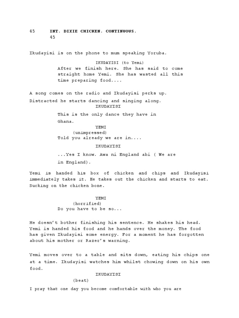 Chicken Shop Scene Script | PDF | Leisure
