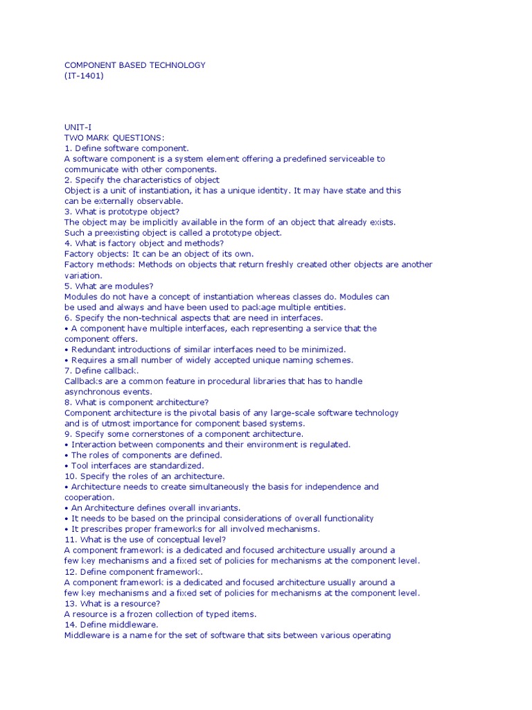 Component Based Technology Pdf Component Object Model Component Based Software Engineering