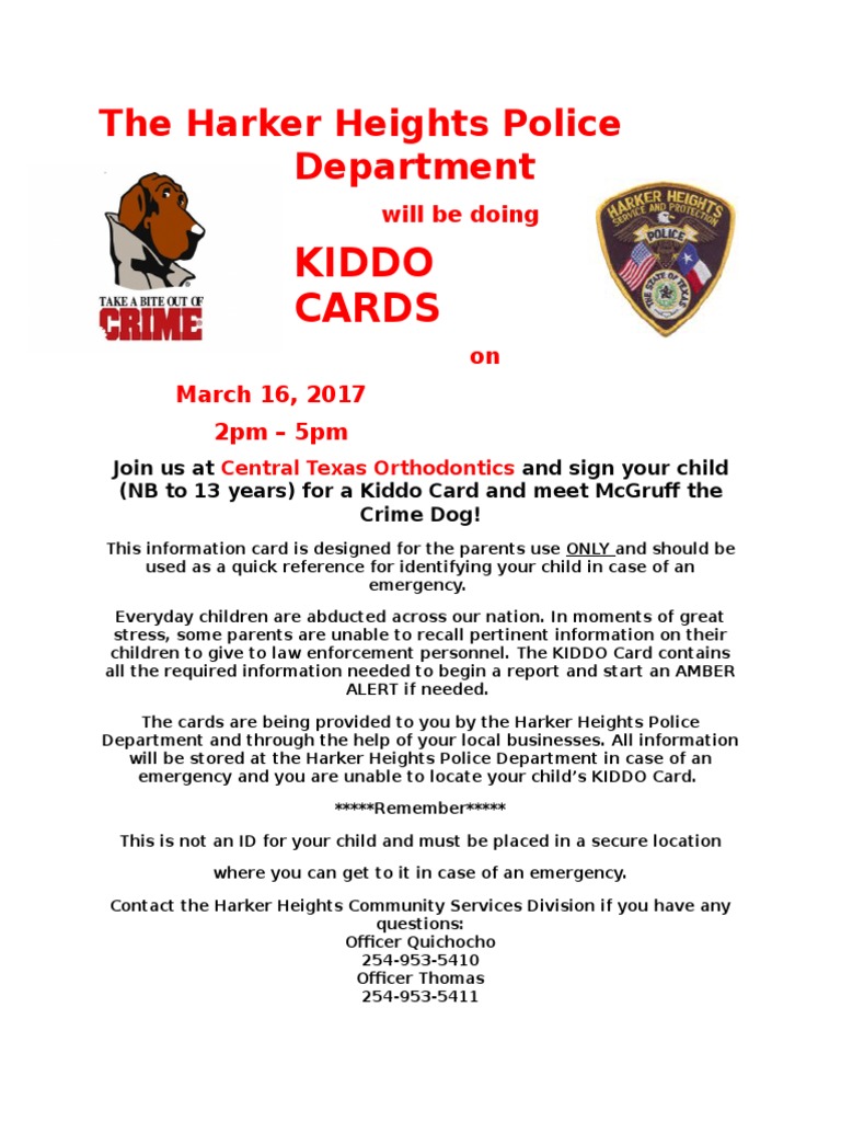 Kiddo Cards: The Harker Heights Police Department | PDF | Social Science