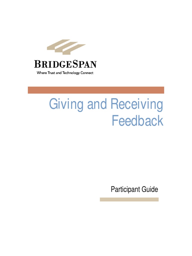 Giving and Receiving Feedback Participant Guide | PDF | Reinforcement ...