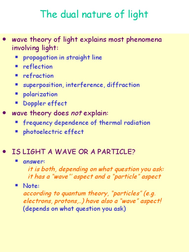 The Dual Nature of Light: Exploring its Wave-like and Particle-like ...