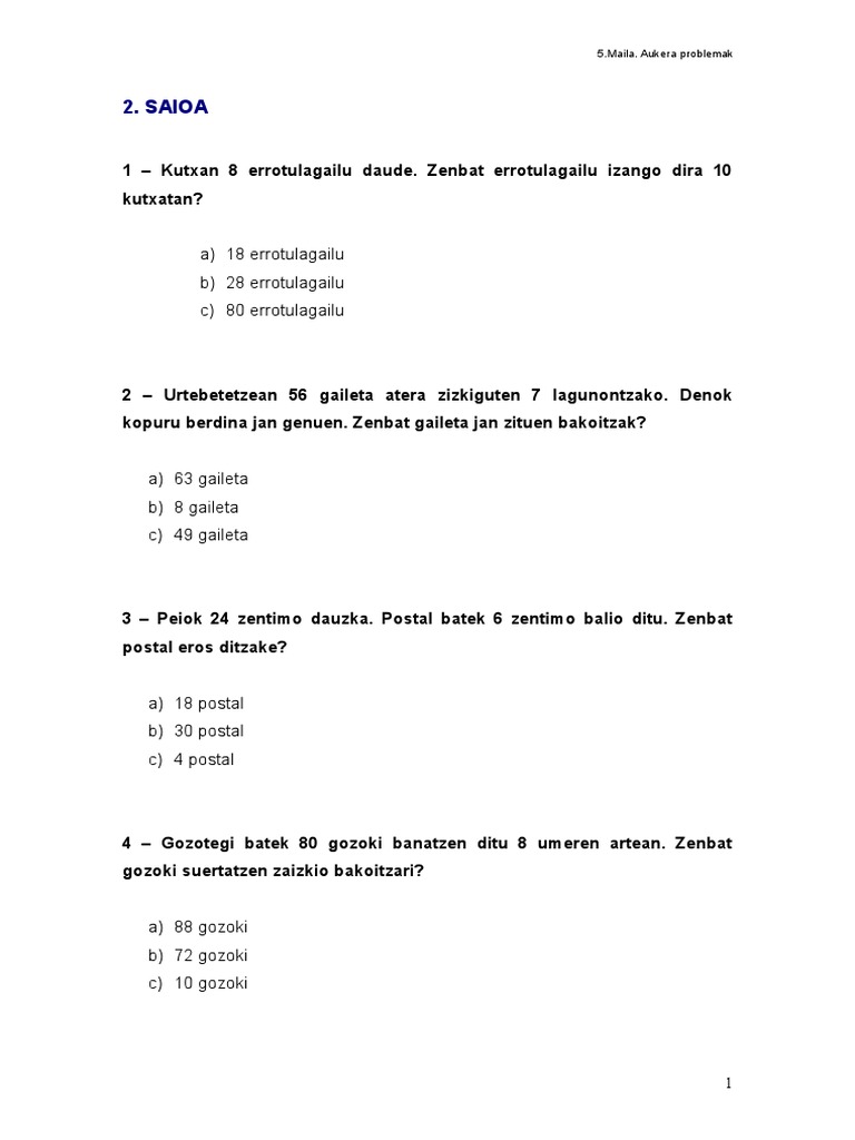 5.maila - Aukera.problemak S | PDF