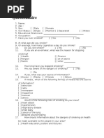 Student Smoking Behavior Questionnaire | PDF