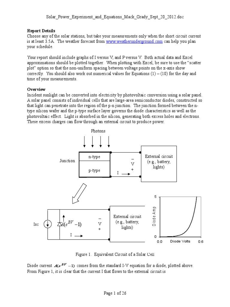 04 Solar Power Experiment and Equations Mack Grady Sept 20 2012 | PDF ...