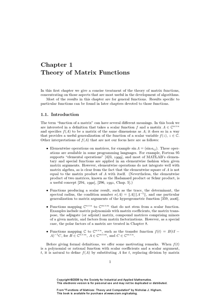 Functions of Matrices | PDF | Matrix (Mathematics) | Eigenvalues And Eigenvectors
