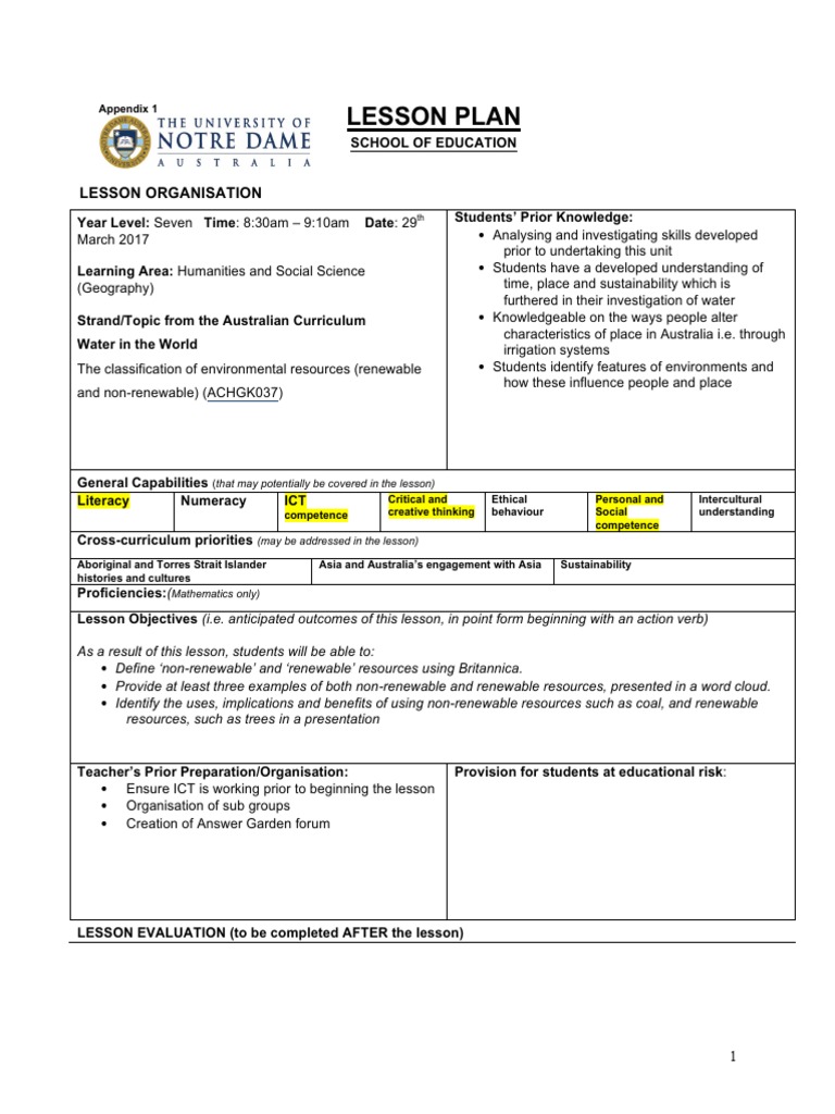 Lesson Plan Template Ict | Sustainability | Educational Technology