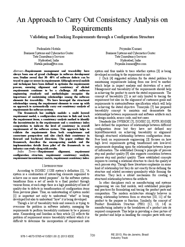 An Approach To Carry Out Consistency Analysis On Requirements PDF ...