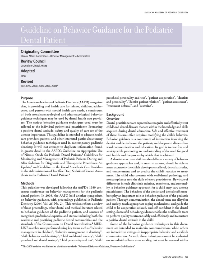 AAPD Guideline on Behavior Guidance for Pediatric Dental Patients | PDF ...