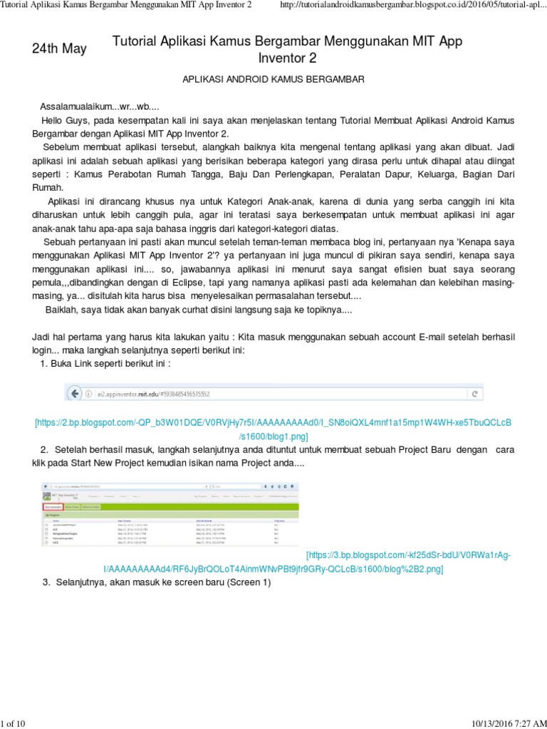 Tutorial Aplikasi Kamus Bergambar Menggunakan MIT App Inventor 2 | PDF | Bisnis | Komputer