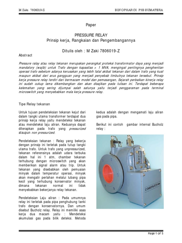 Paper Pressure Relay MZaki | PDF