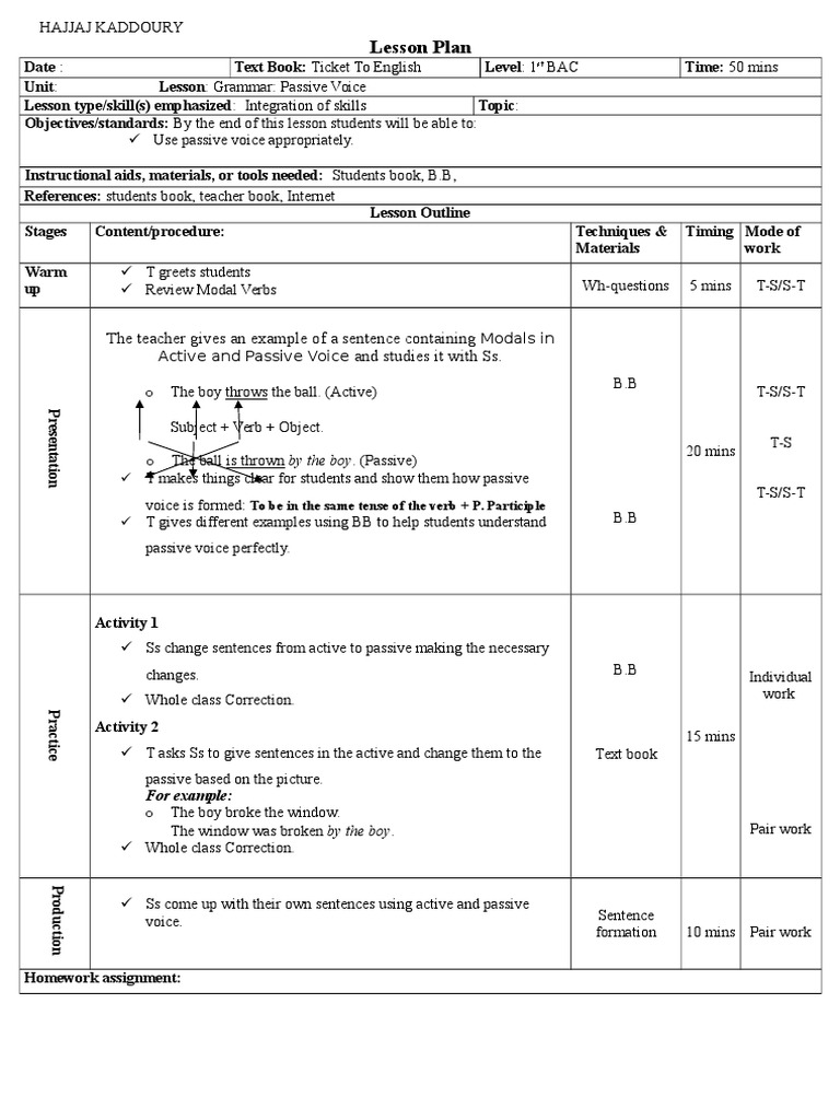 Grammar. Passive Voice | PDF | Verb | Lesson Plan