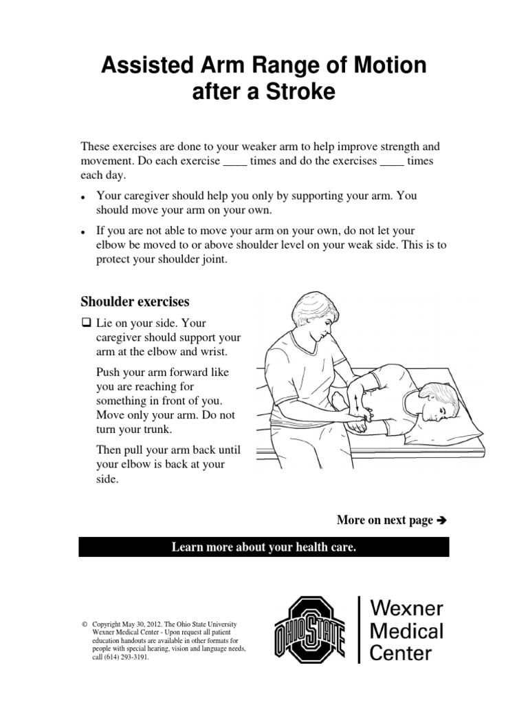 Assisted Arm Rom Stroke | PDF | Hand | Caregiver