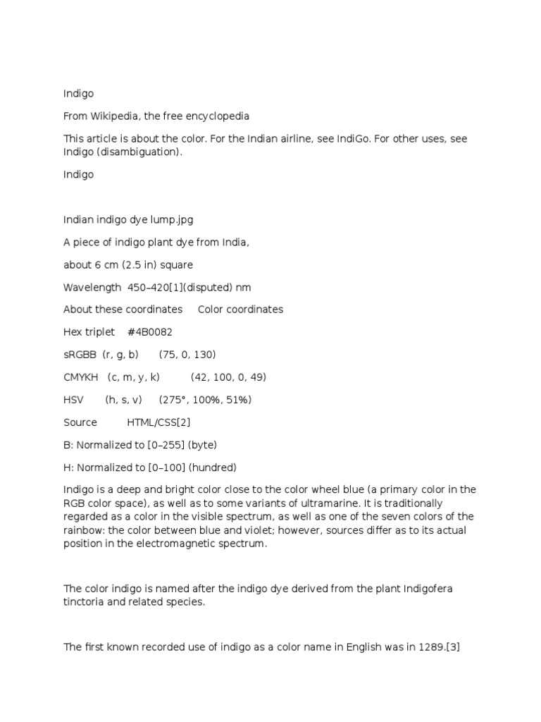 Indigo | PDF | Light | Electromagnetic Spectrum