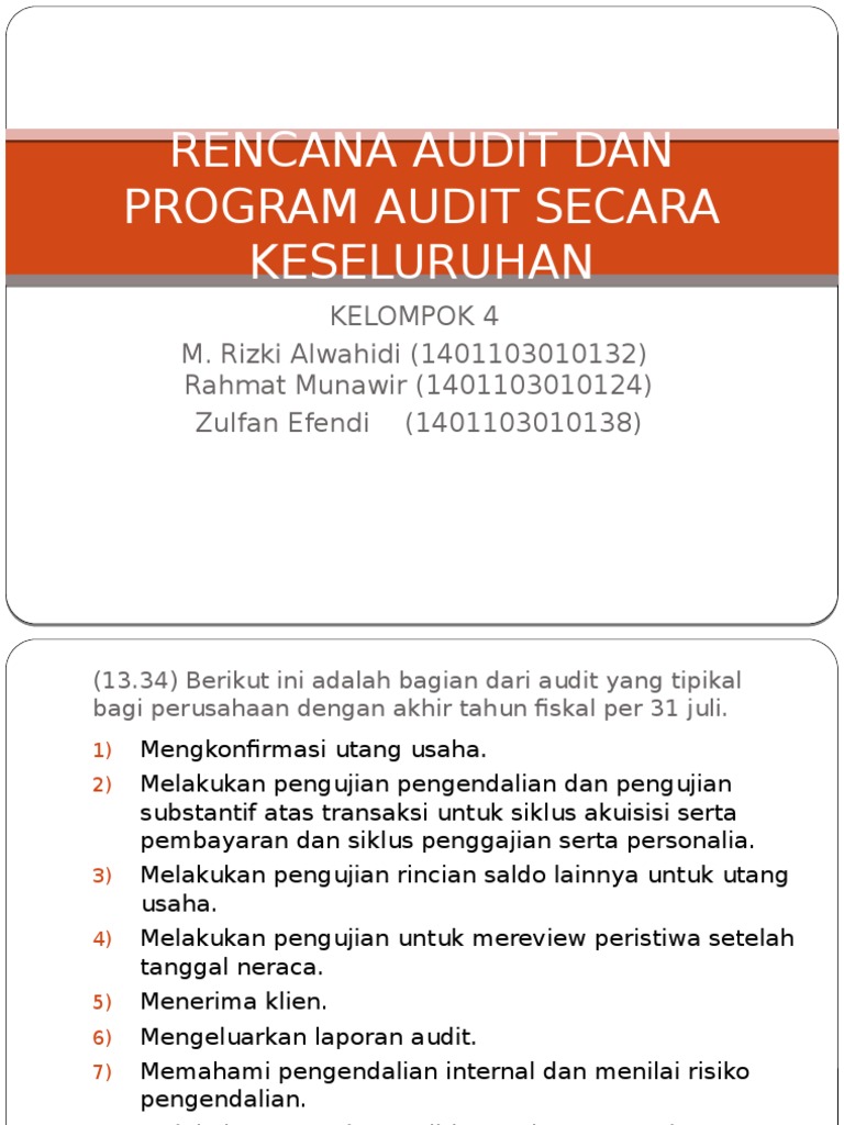 Rencana Audit Dan Program Audit Secara Keseluruhan | PDF