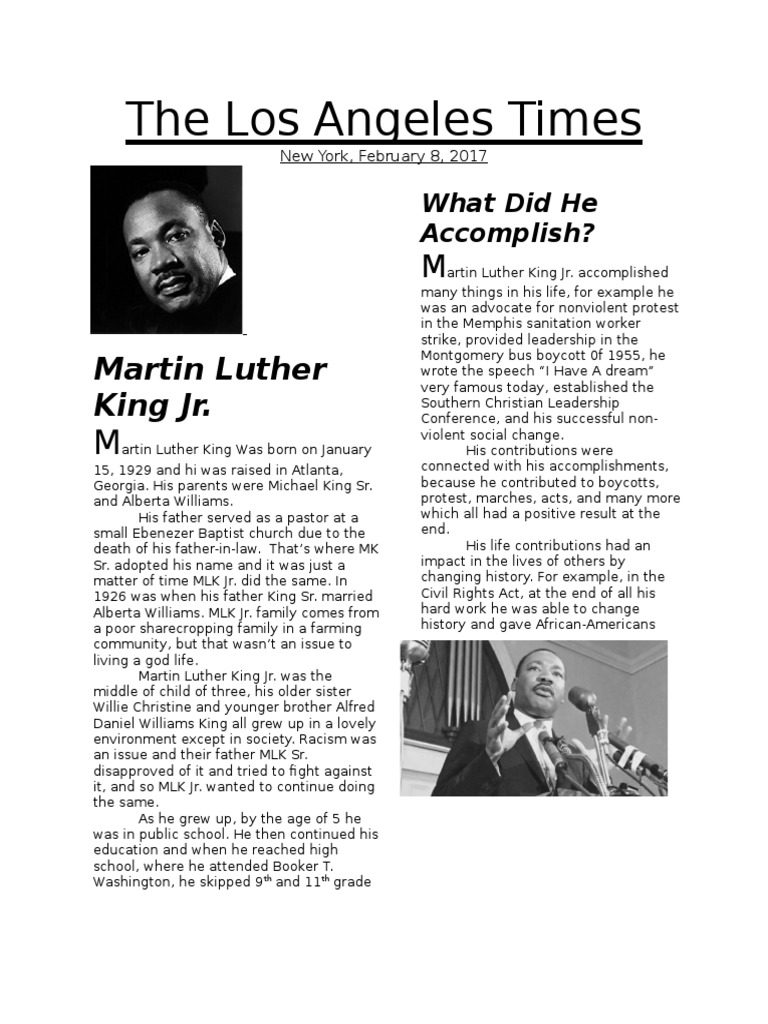 News Letter Mlk-Ap 1 - For Merge | PDF | Martin Luther King Jr ...