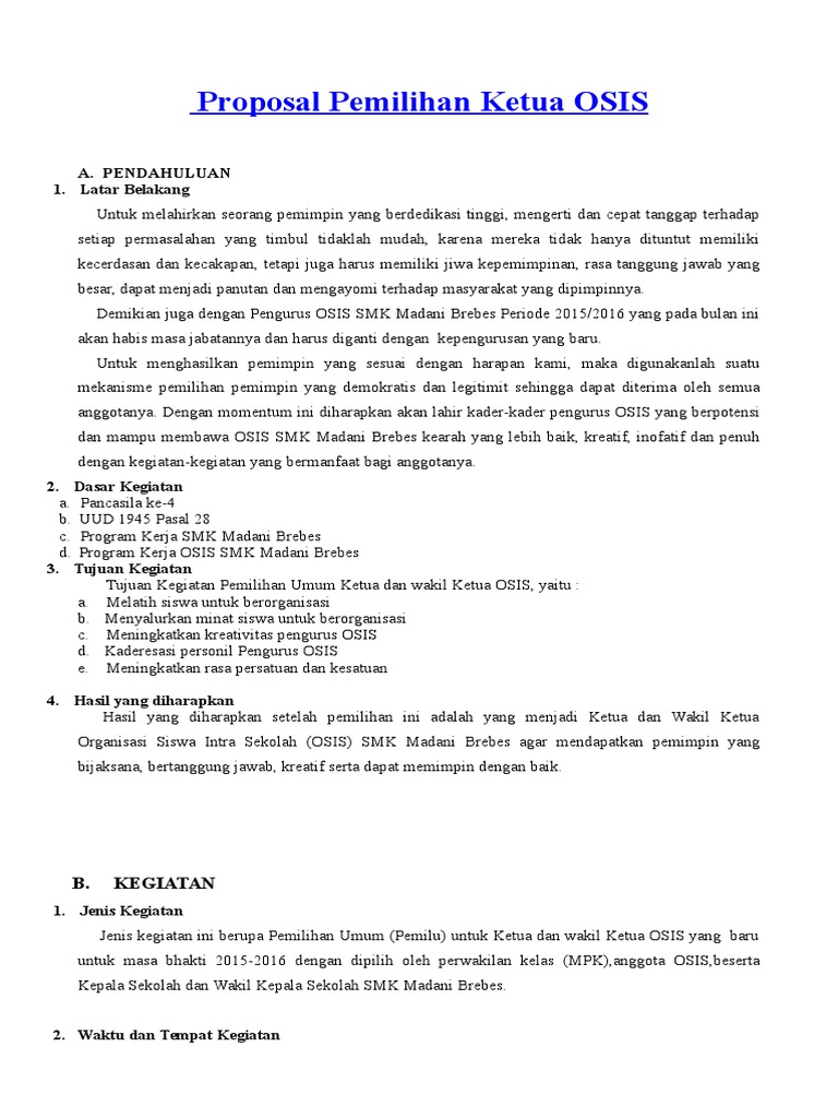 Proposal Pemilihan Ketua OSIS | PDF