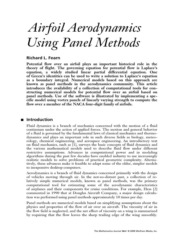 Airfoil Aerodynamics Using Panel Methods: Richard L. Fearn | PDF ...