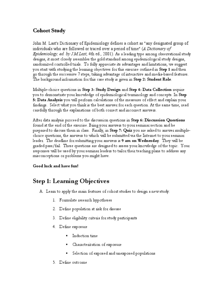 Cohort Study | PDF | Cohort Study | Relative Risk