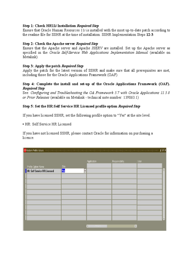 Sshr Setup Steps Pdf Oracle Database Human Resource Management